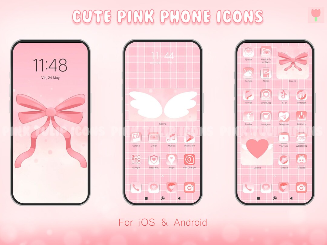 Soft Pink Icons Set for IOS and Android - Etsy