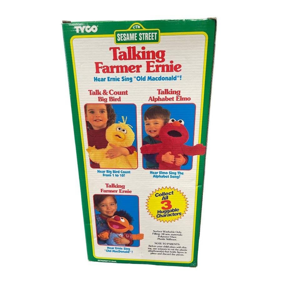 Tyco Sesame Street Talking Farmer Ernie Doll - Press Tummy to Hear "old ...