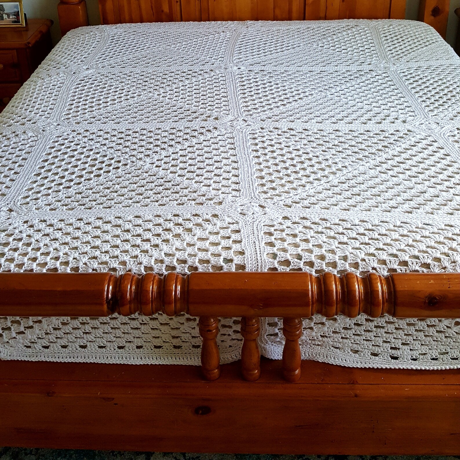 Granny Square Crochet Bedspread, King Size, Handmade Blanket - Etsy