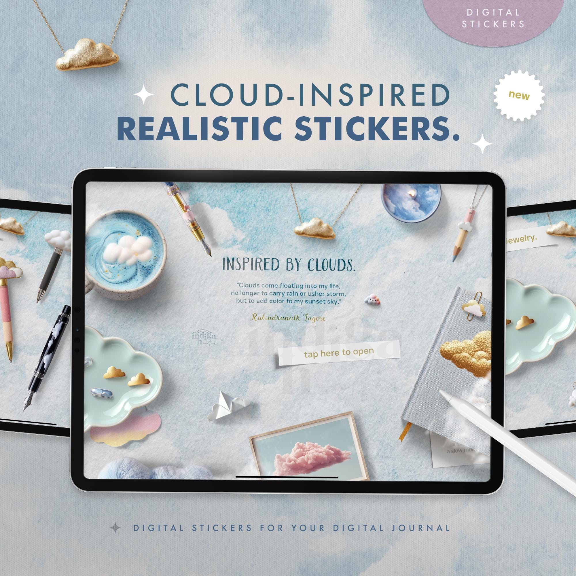 Cloud-inspired Realistic Digital Stickers Kit - Etsy