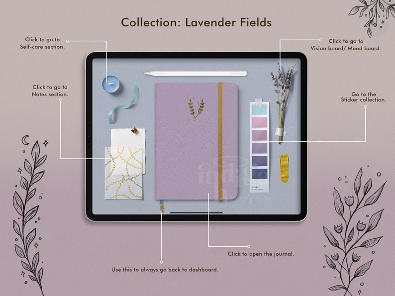 Digital Bullet Journal Lavender Fields Goodnotes Planner - Etsy