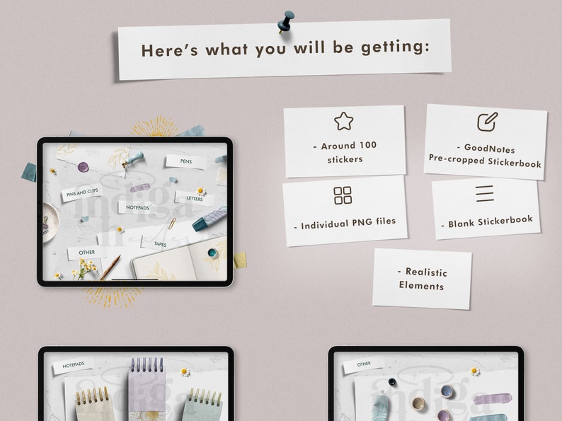 Digital Stationery Kit Goodnotes Stickerbook Digital Bujo - Etsy