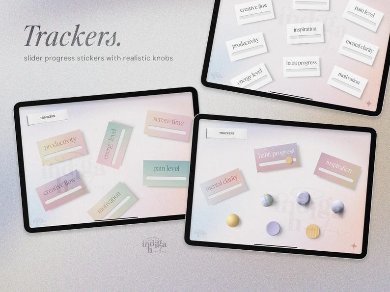 Essential Digital Paper Widgets - Gradient | Realistic Digital Stickers ...