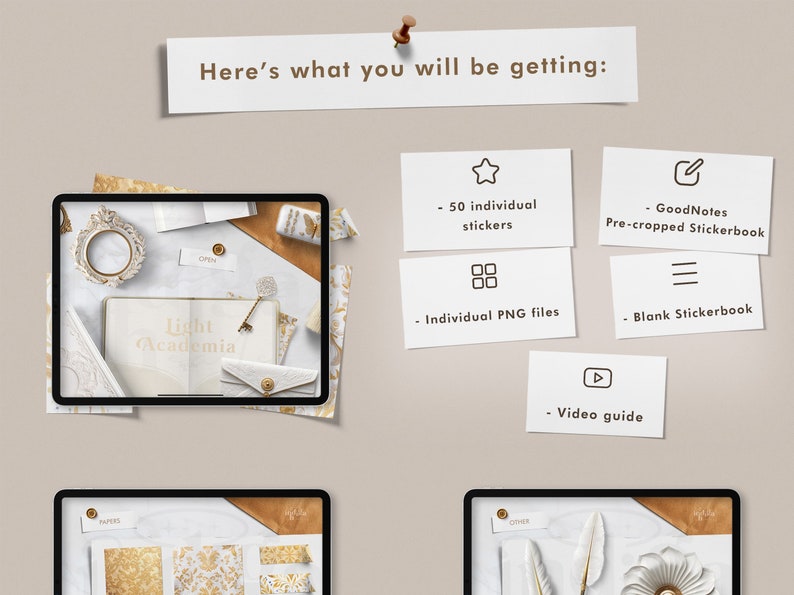 Light Academia Digital Stickers: Vintage Journal Embellishments (PNG ...