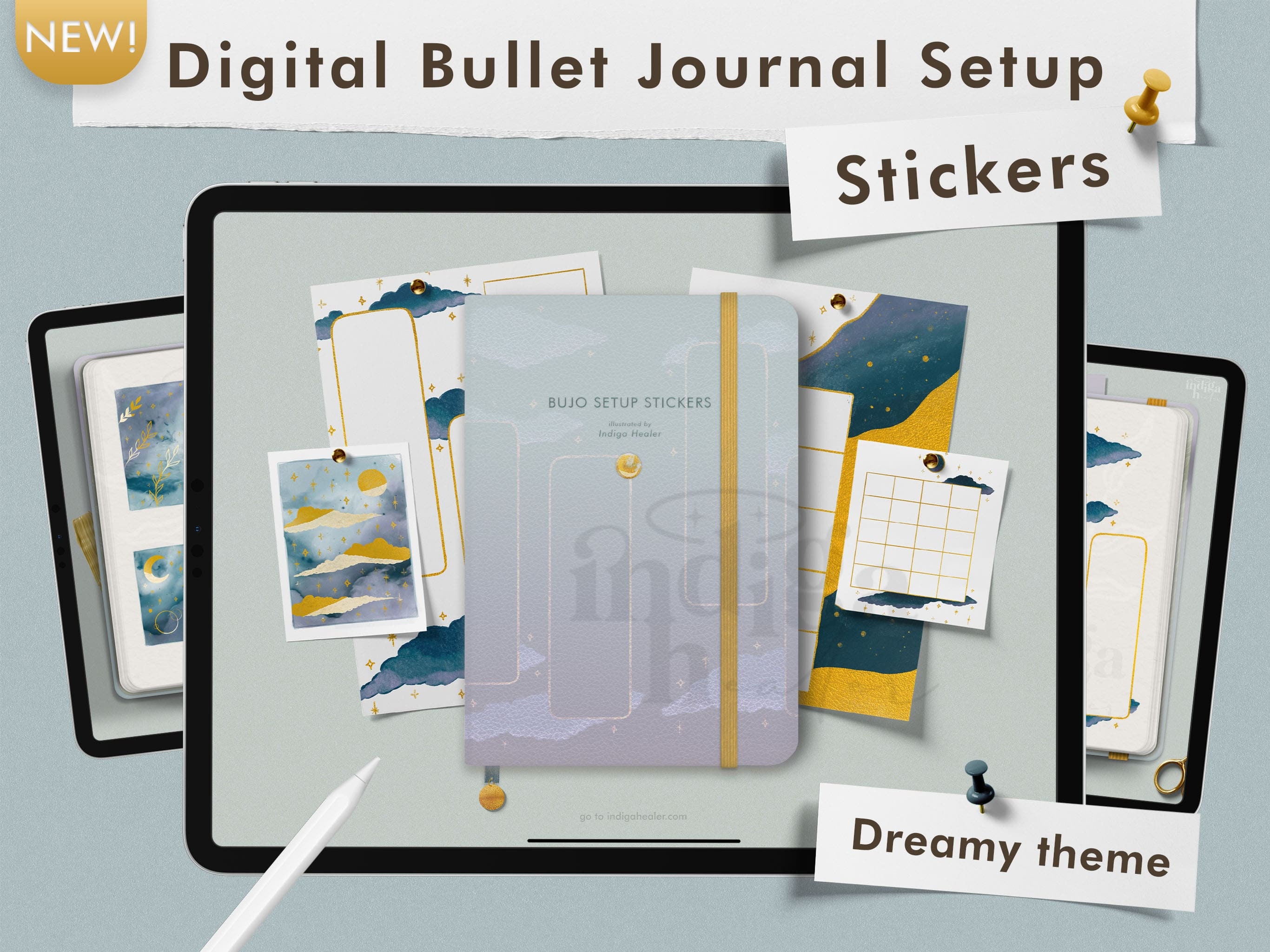 Dreamy Moon Magic Digital Stickers, Bullet Journal Setup (goodnotes ...