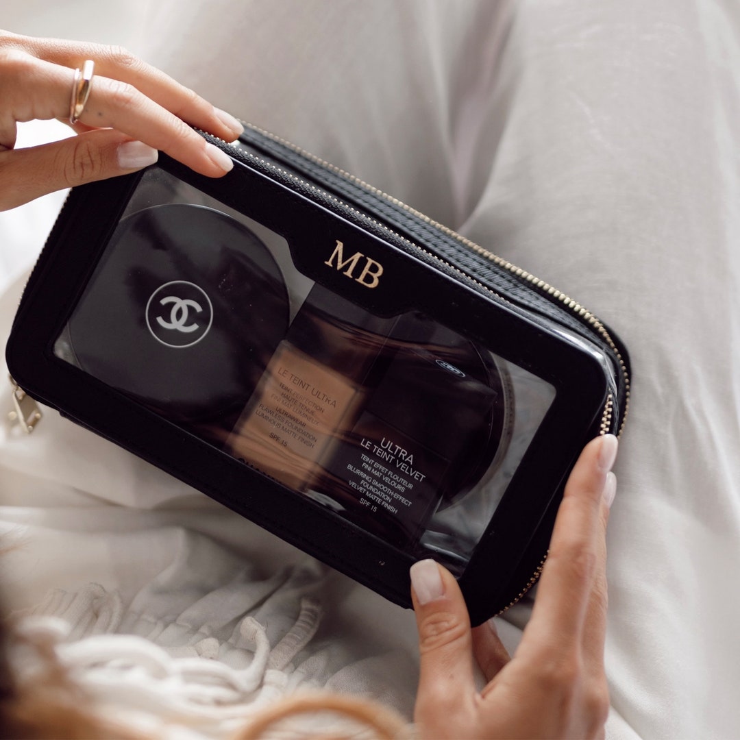 Personalised Make up Bag With Monogram, Saffiano Leather Cosmetic Bag ...