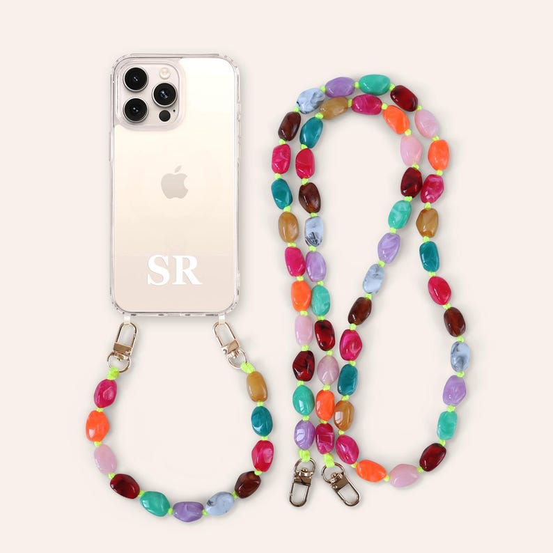 Personalized Clear iPhone Case With Chain, Colorful Phone Chain ...