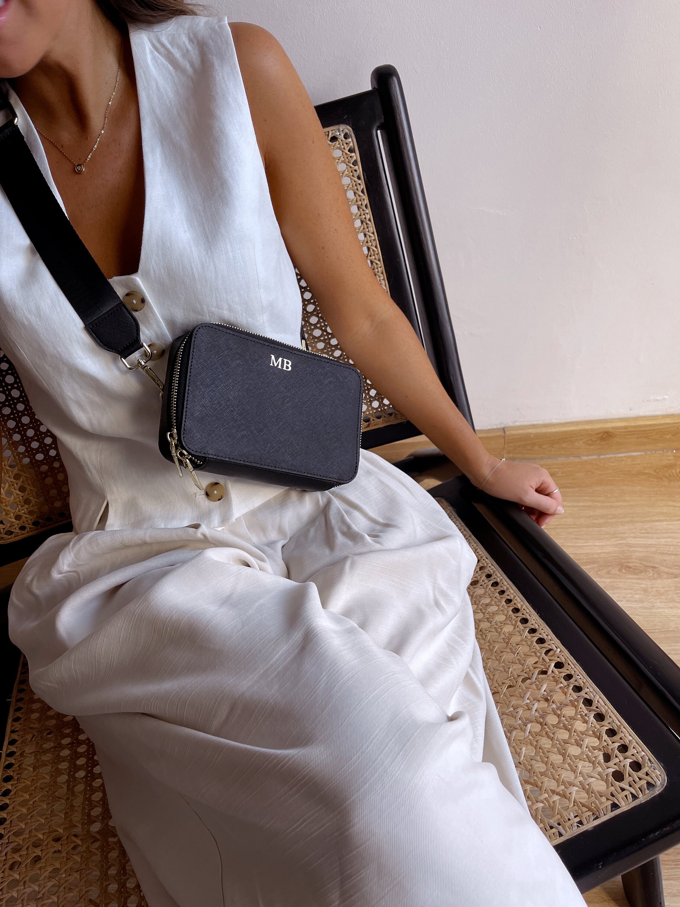 Personalized Saffiano Leather Crossbody Bag, Belt Bag, Custom Monogram ...
