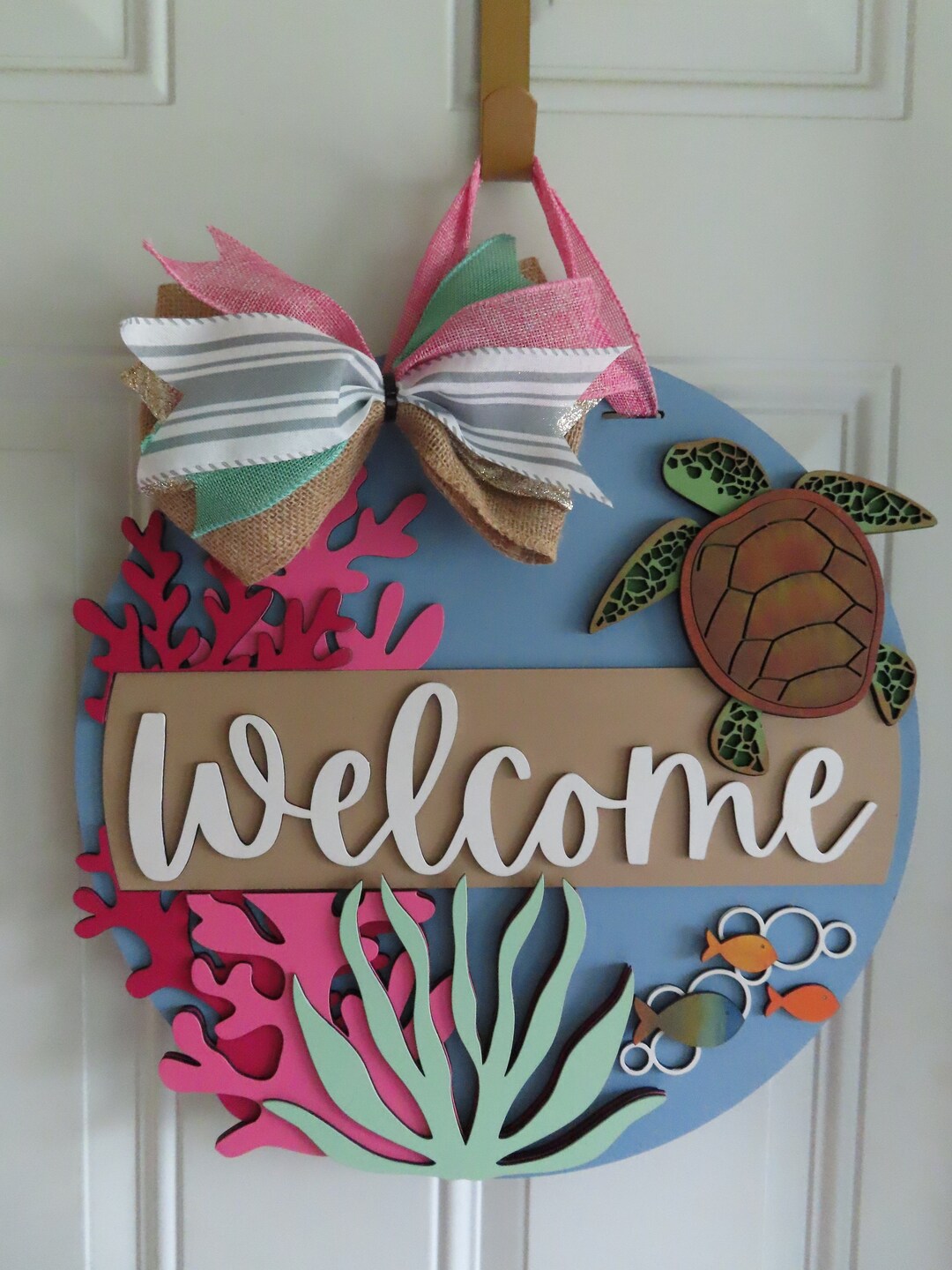 Door Hanger - Welcome - Sea Turtle - Etsy
