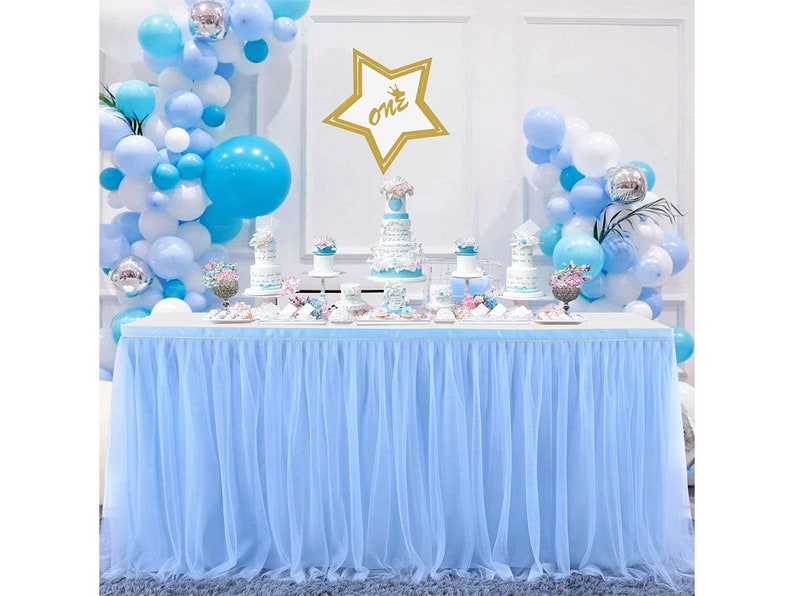 6FT Baby Blue Table Skirt Baby Shower Tulle Table Cover With - Etsy
