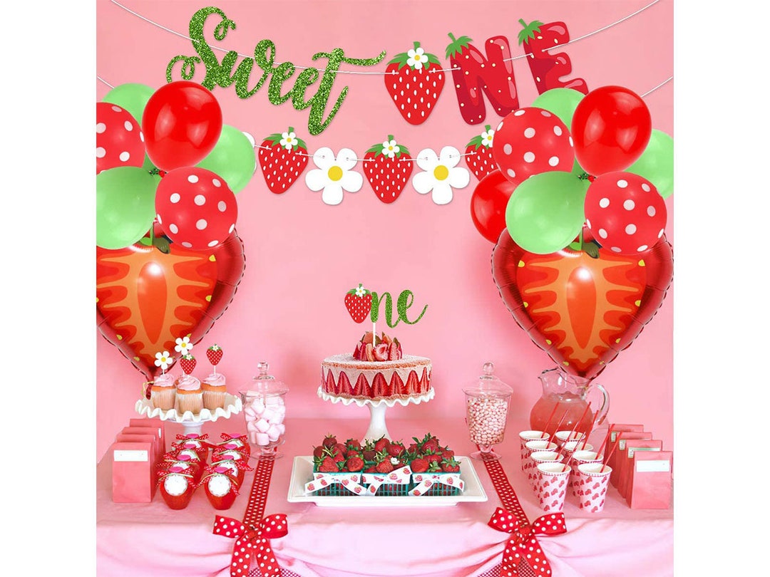 Strawberry 1st Birthday Party Decoration Set Strawberry Sweet One ...