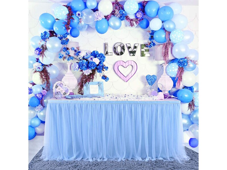 6FT Baby Blue Table Skirt Baby Shower Tulle Table Cover With - Etsy