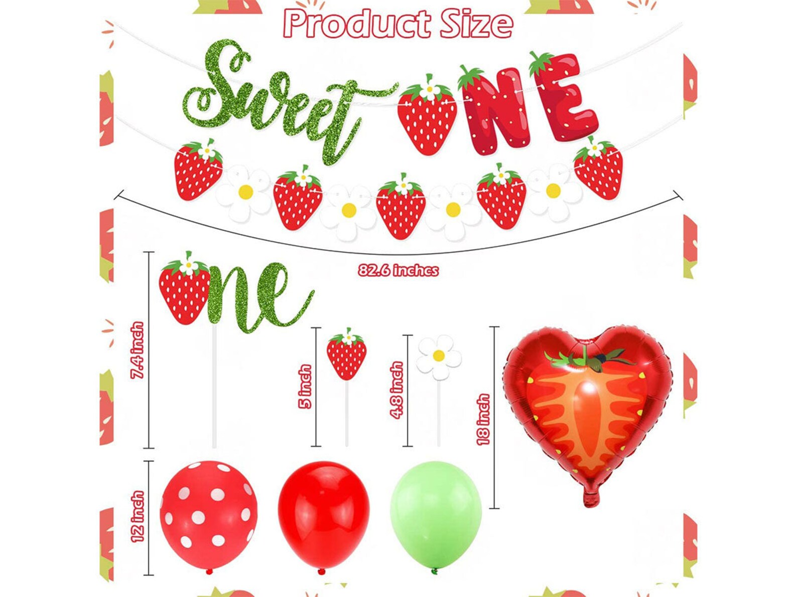 Strawberry 1st Birthday Party Decoration Set Strawberry Sweet | Etsy