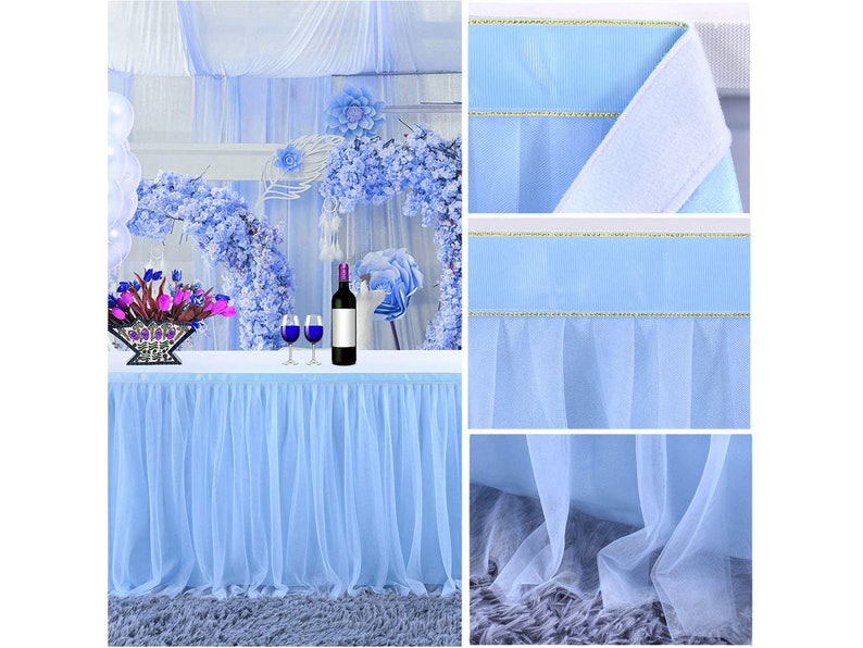 6FT Baby Blue Table Skirt Baby Shower Tulle Table Cover With - Etsy