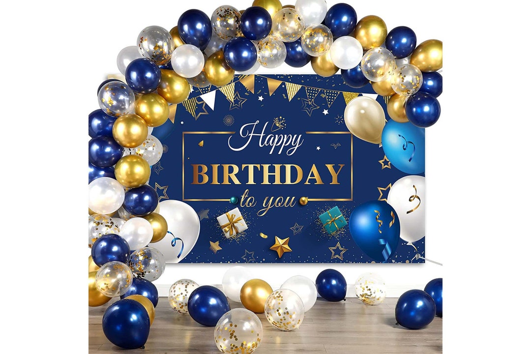 Navy Blue Birthday Confetti Balloons Kit Set 50 Pieces Blue Etsy