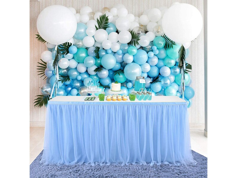 6FT Baby Blue Table Skirt Baby Shower Tulle Table Cover With - Etsy