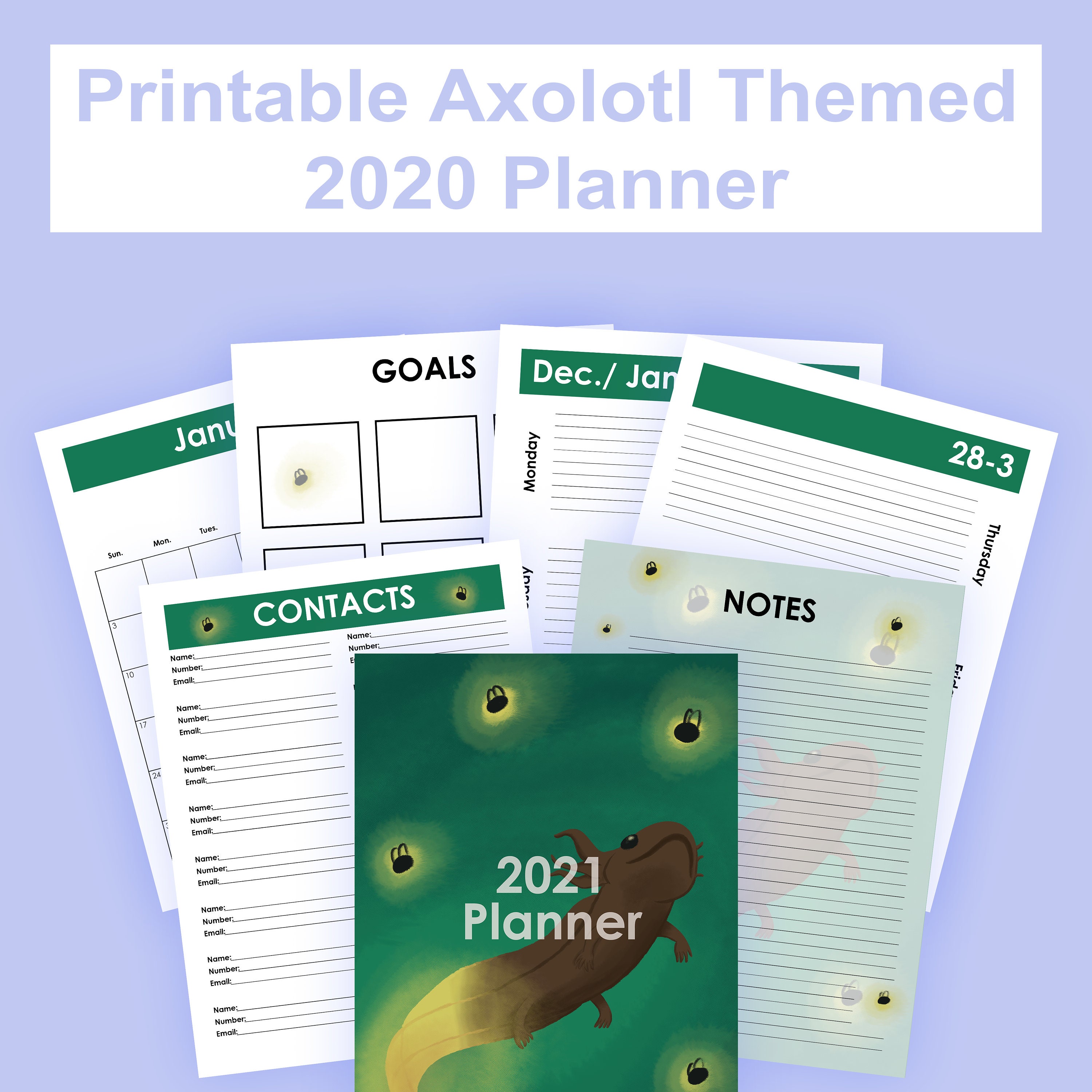 Printable Firefly Axolotl Themed 2021 Planner - Etsy