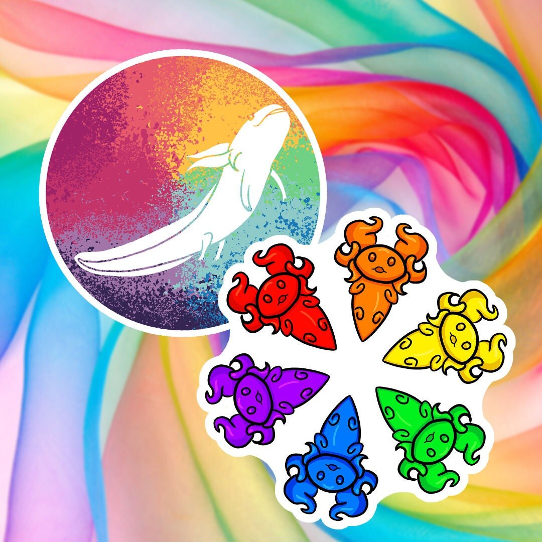 Rainbow Axolotl Stickers, 2 Pack, Pride Month - Etsy