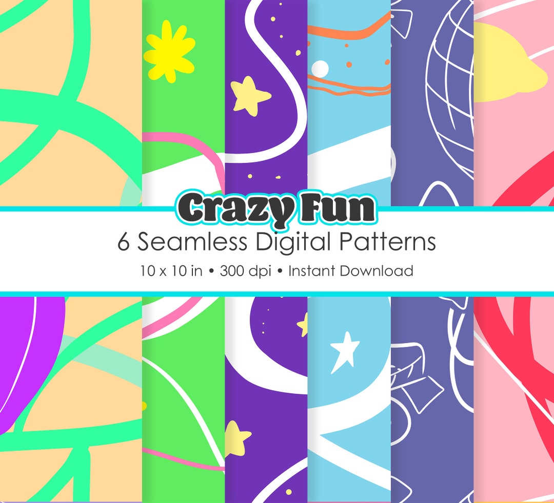 Crazy Fun Seamless Repeating Pattern Digital Paper Download - Etsy