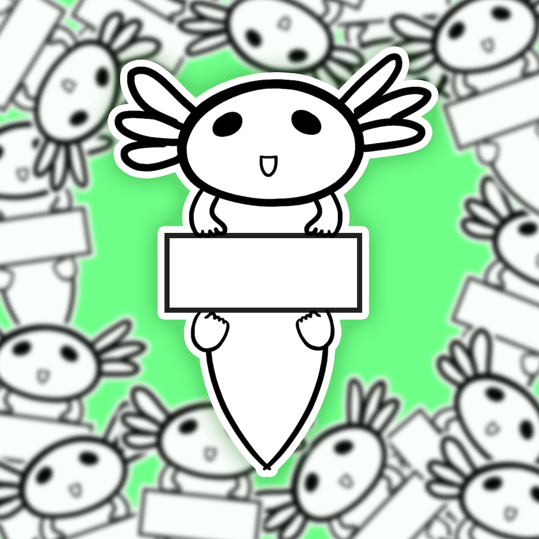 Axolotl Color Yourself ID Name Tag Stickers - Etsy