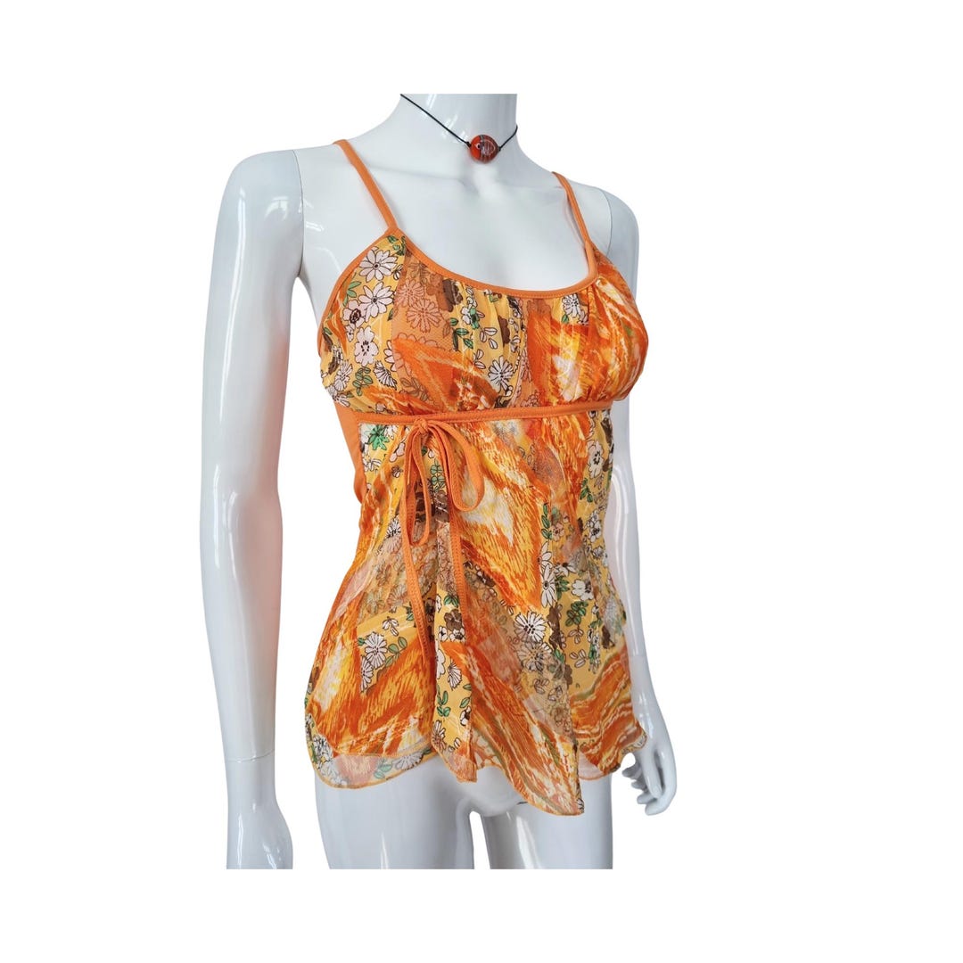 Y2k Mesh Babydoll Cami Top, Fairy Grunge Top, Whimsical Top, Boho Chic ...