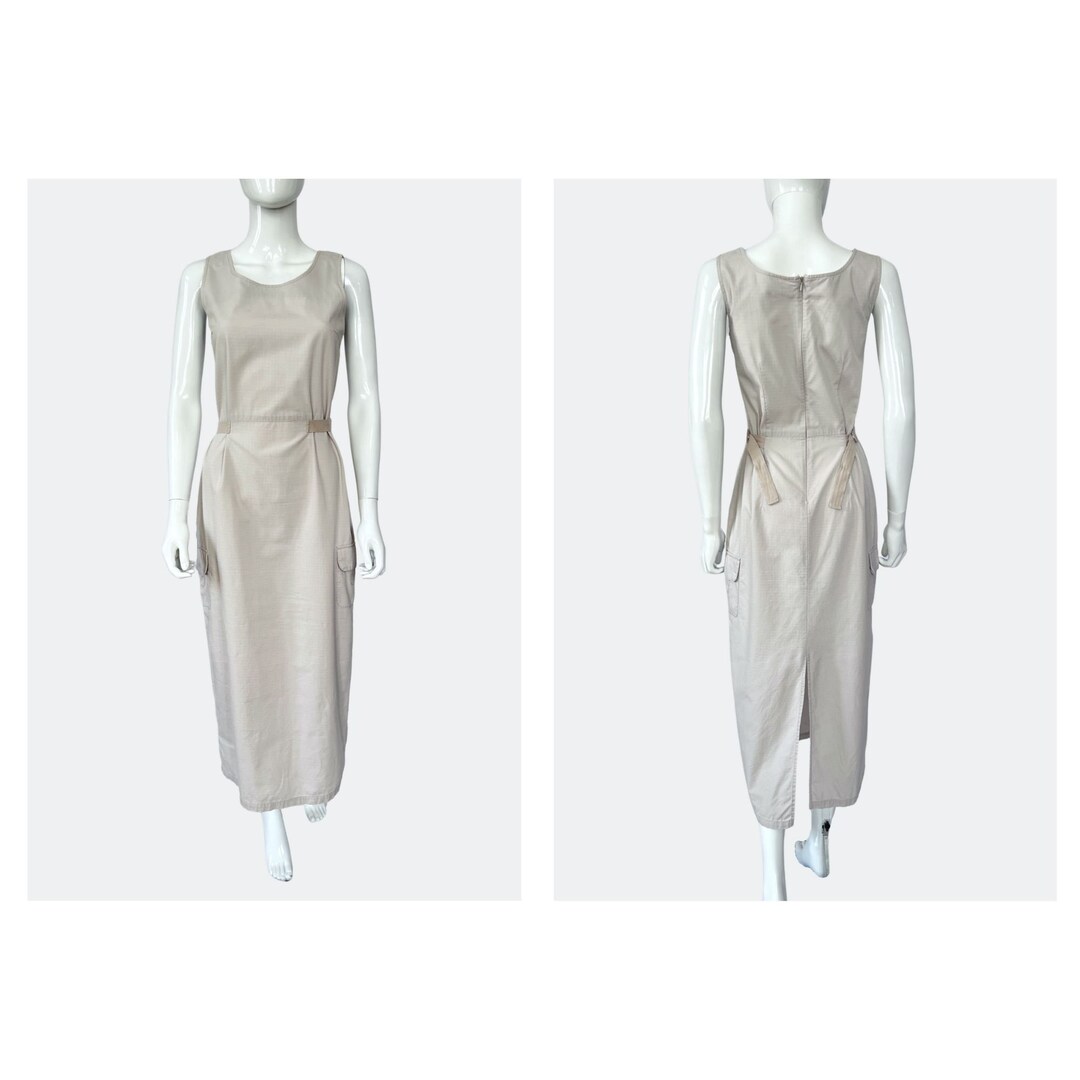 90s Y2K Maxi Cargo Dress, Utility Dress, Technical Dress, Long Pinafore ...