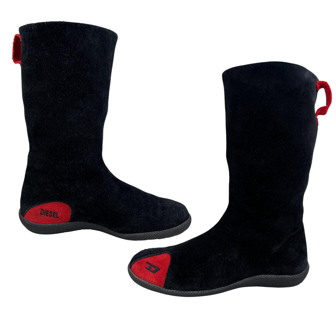 Vintage Y2K Diesel Suede Boxing Moto High Boots, Diesel Boxing Boots ...