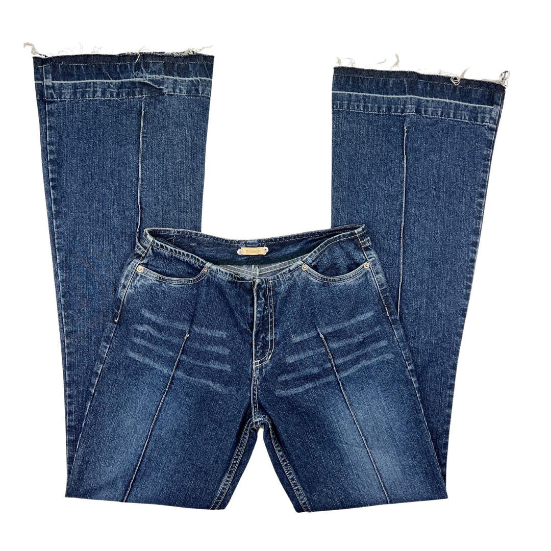 Deadstock Y2k Low Rise Jeans, Low Rise Flare Jeans With Seam Detailing ...