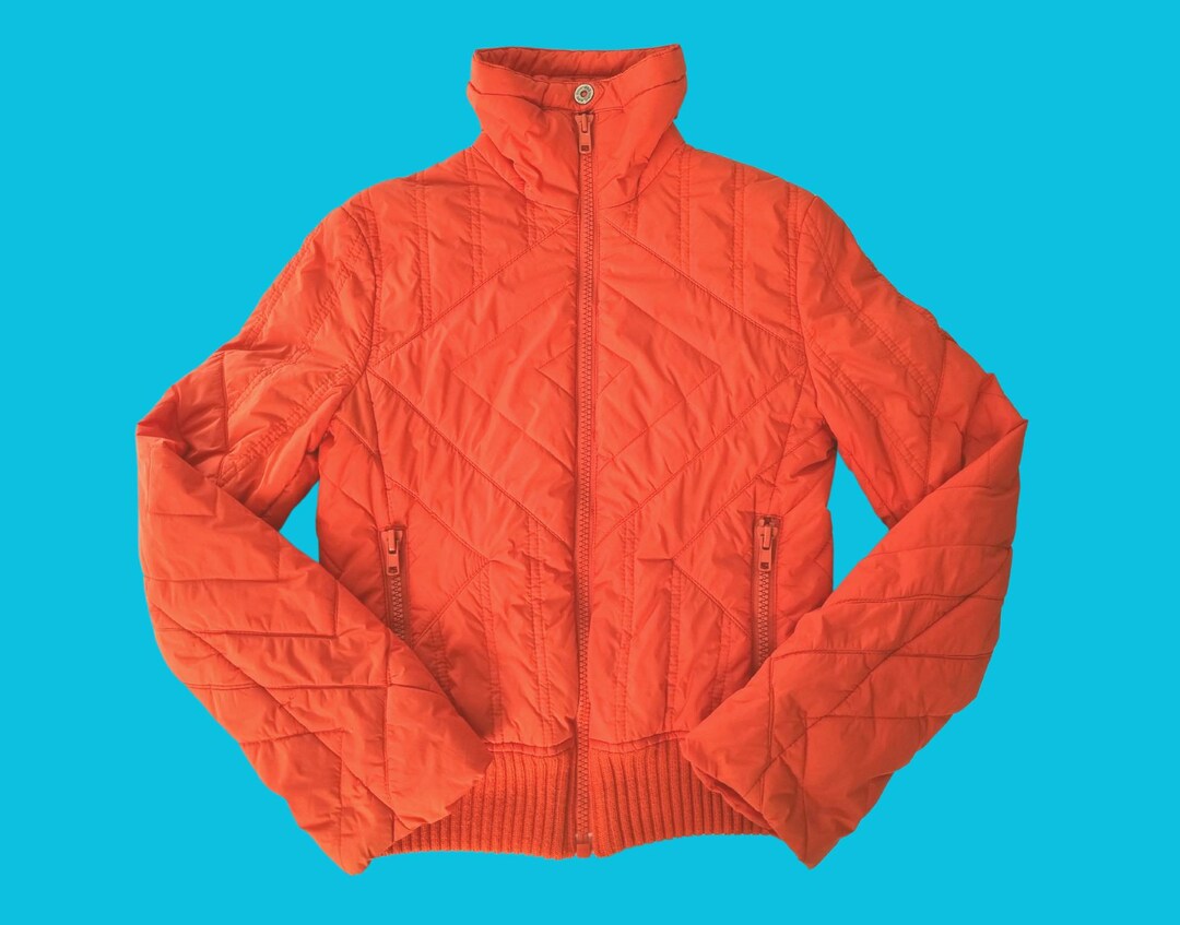 Y2K Puffer Jacket, 00s Y2K Atomic Orange Cropped Puffer, 2000s Padded ...