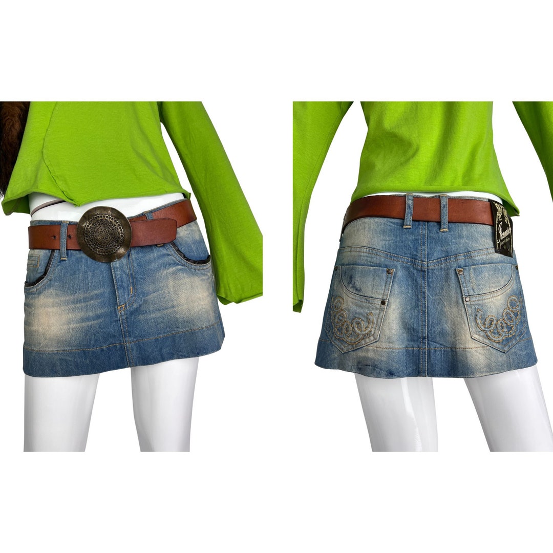 Y2k Low Rise Denim Micro Mini Skirt, Y2k Mini Jean Skirt, Vintage Mini ...