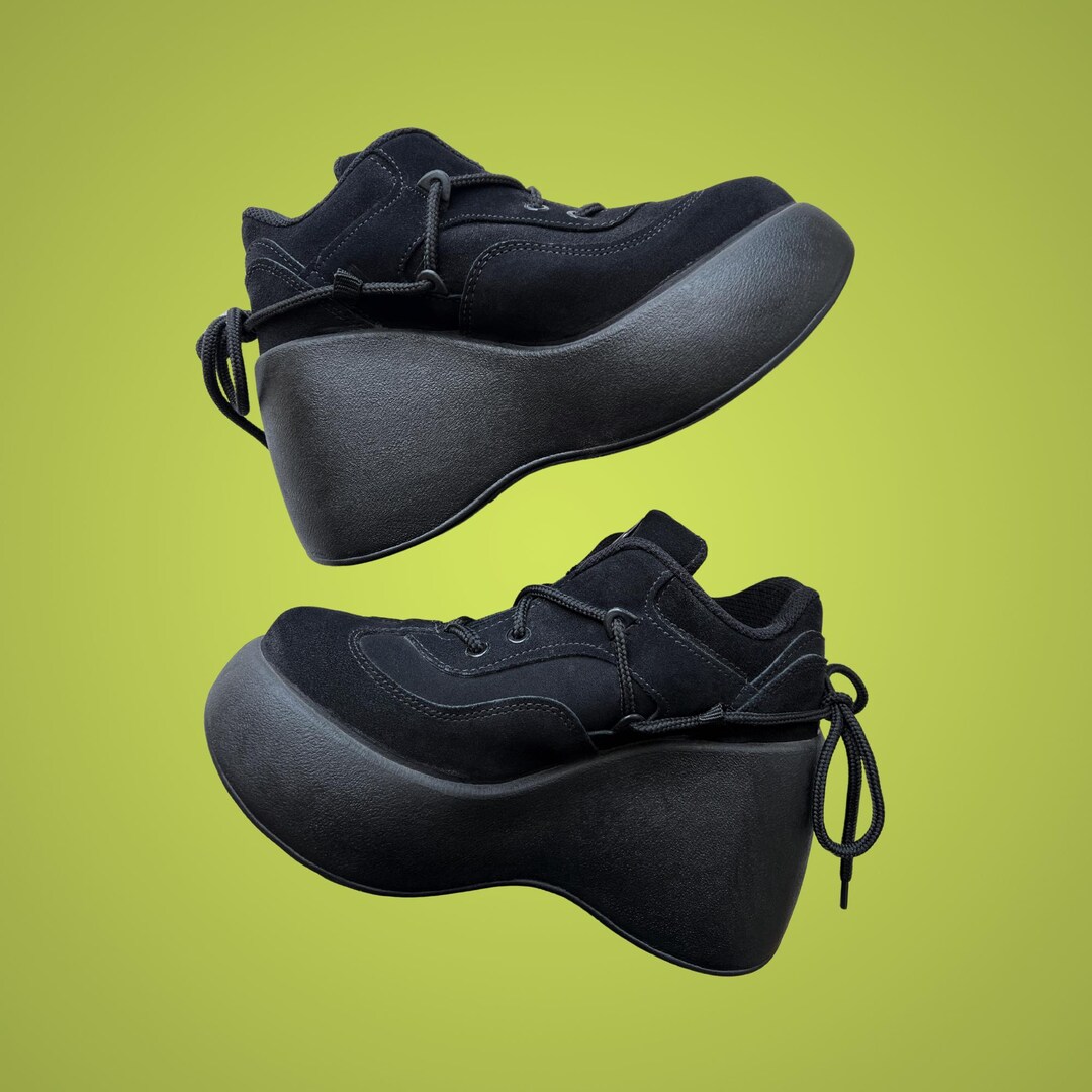 90s Deadstock Rave Platform Shoes, Vintage Rave Shoes Women, Black ...