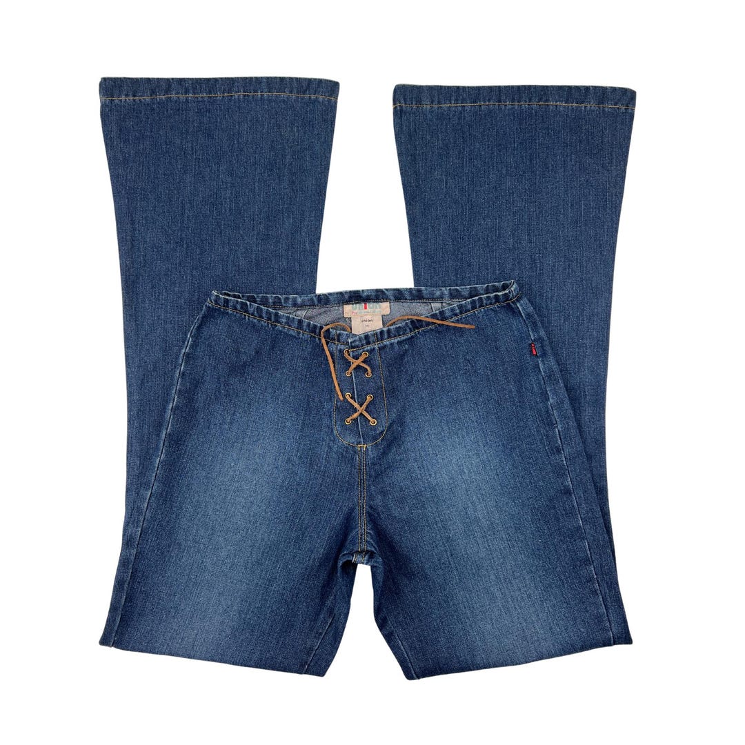 Vintage Y2K Low Rise Flare Jeans, Low Waist Flared Denim Pants With ...