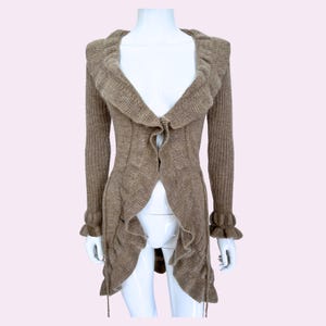Y2K Asymmetric Ruffle Cardigan, Vintage 2000s Wool Knit Cardigan, Mohair Blend Frill Cardigan ...