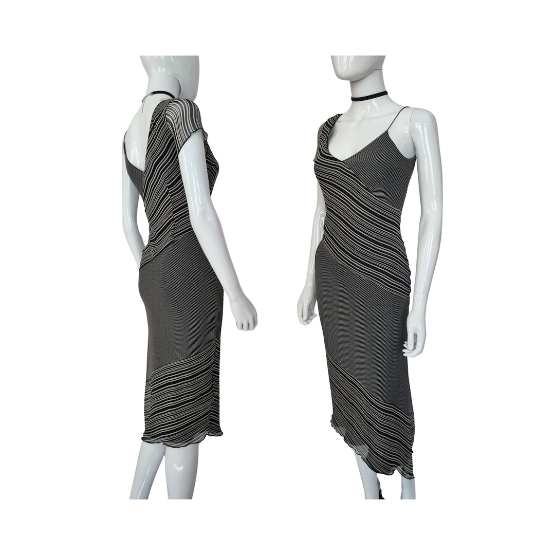 90s Bias Cut Silk Slip Dress, Asymmetric Dress, One Shoulder Midi Slip ...