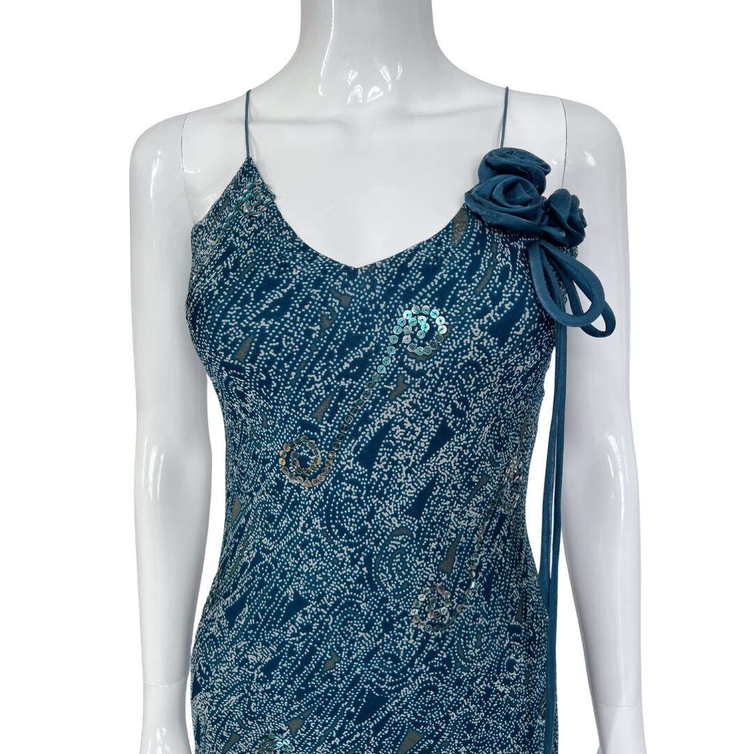 90s Silk Prom Dress, Vintage 90s Metallic Teal Maxi Slip Dress ...