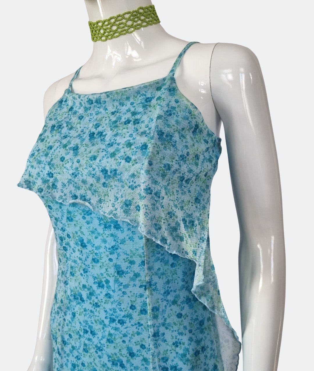 Y2k Mesh Slip Dress, 2000s Vintage Mesh Mini Frill Dress, A Line Dress ...