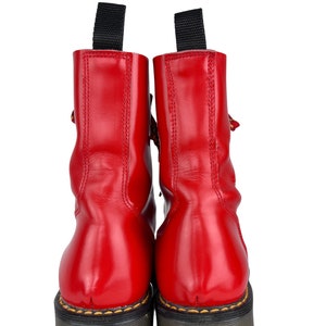 90s Vintage Red Leather Combat Boots, Lace up Combat Boots, Steel Toe ...