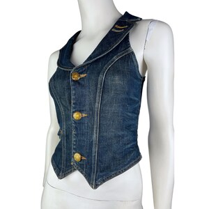 Vintage Y2k Crop Denim Vest, Denim Vest Vintage, Denim Waistcoat Women ...