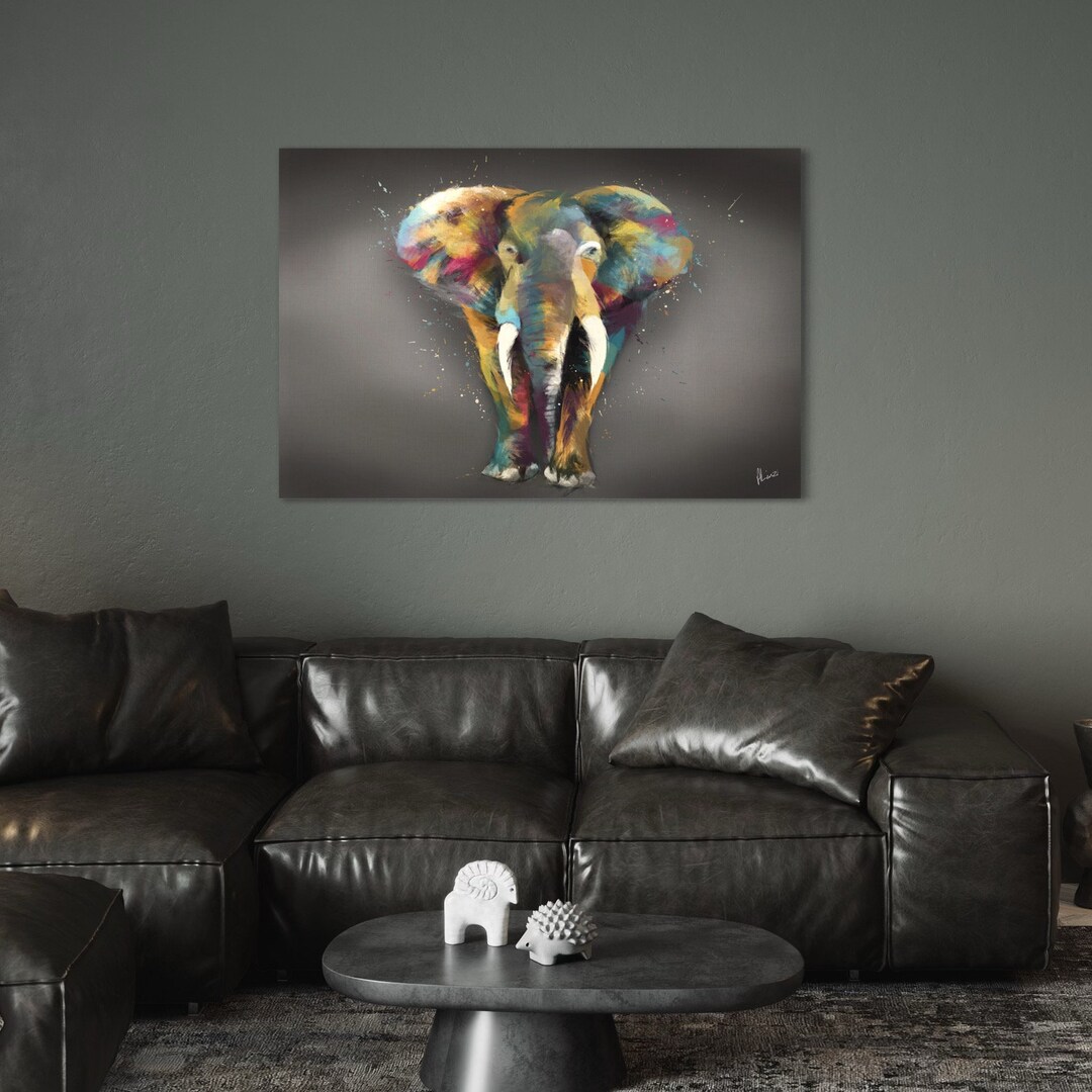 Multi Coloured Elephant Canvas, Stretched Canvas by Aimee Linzi, Made ...