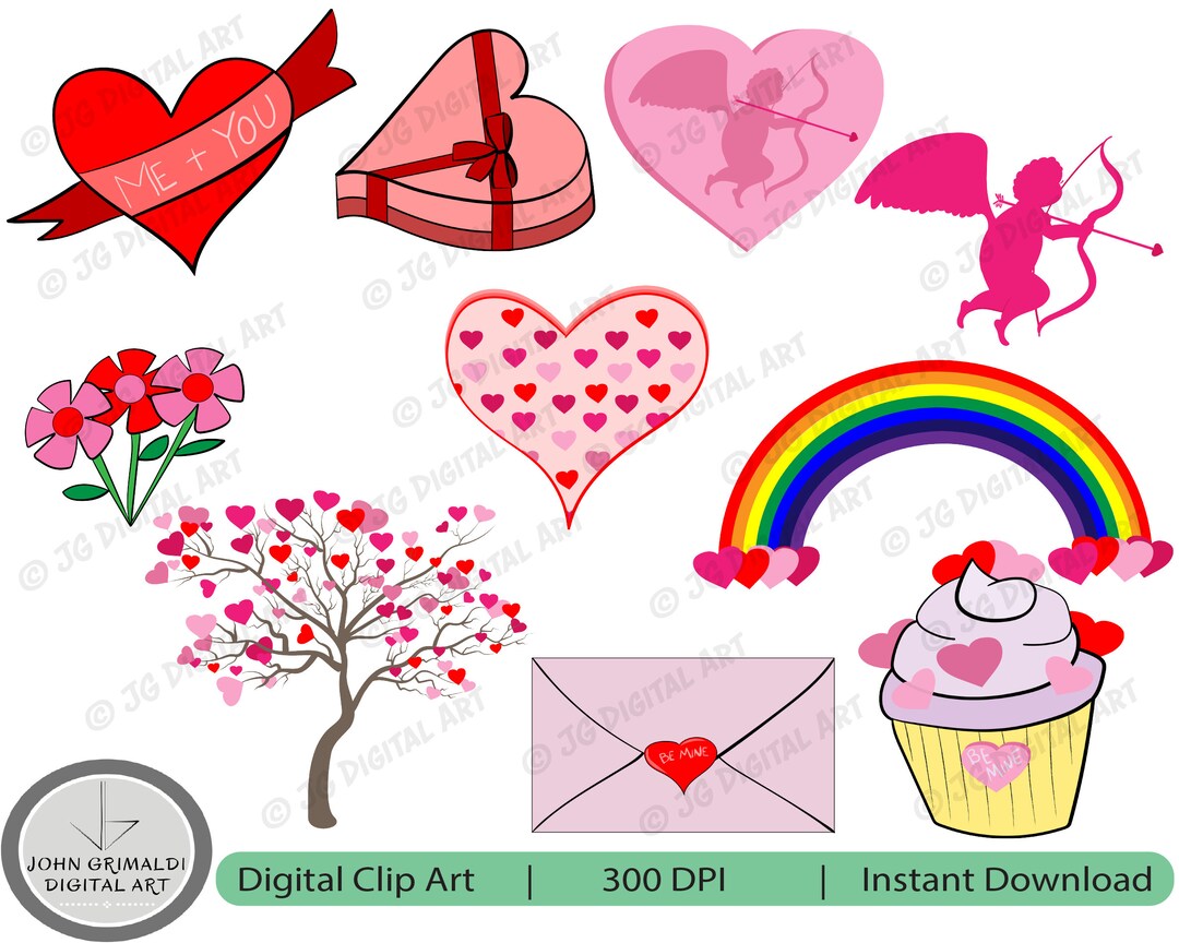 Valentine's Day Digital Clip Art Set, 10 Piece, Personal Use Only - Etsy