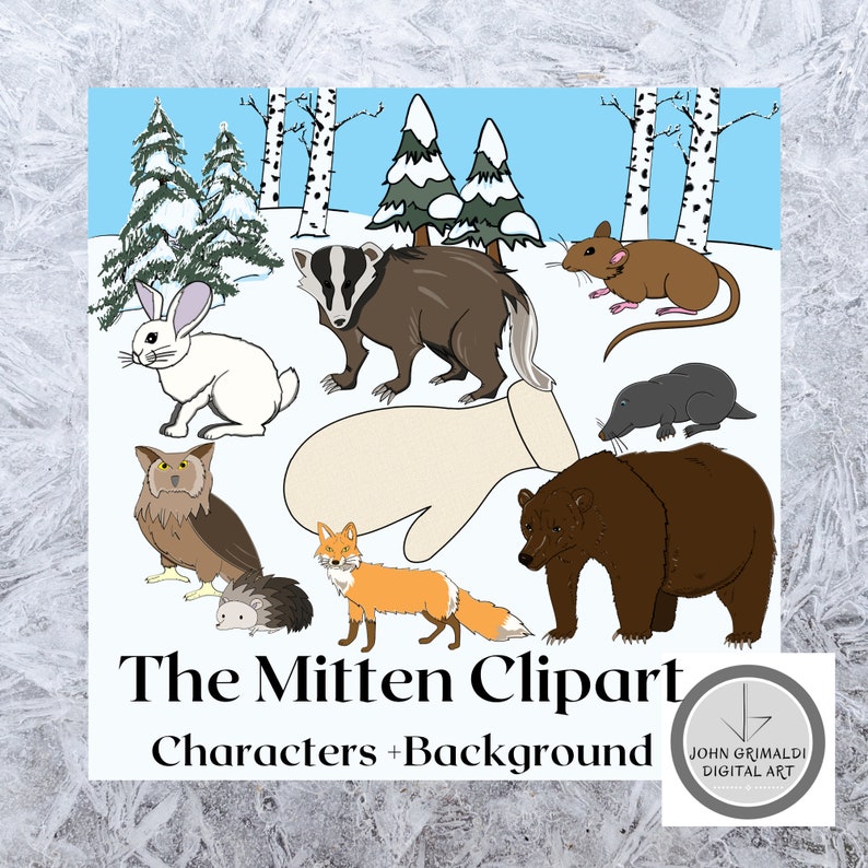 The Mitten by Jan Brett, Characters, Mitten, and Background Clipart 20 ...