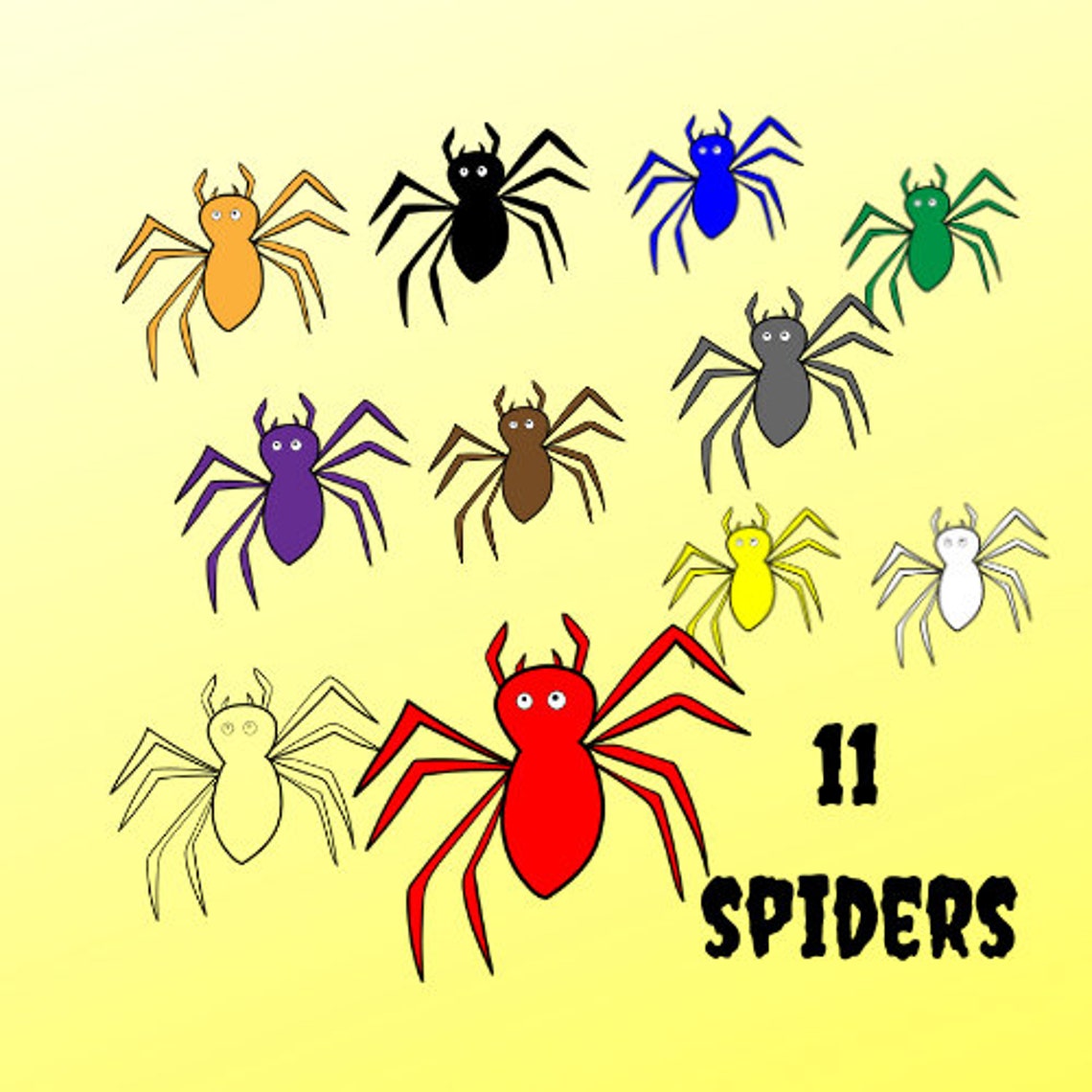 Rainbow Spiders Digital Clipart 11 Colorful Spiders Including | Etsy