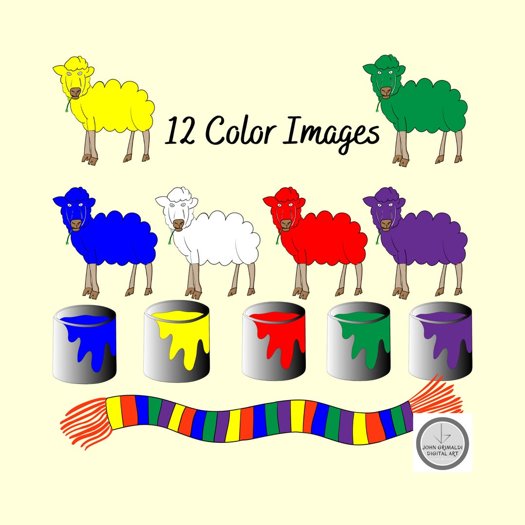 One Sheep, Blue Sheep Book Companion Digital Clipart, 12 Piece Set ...