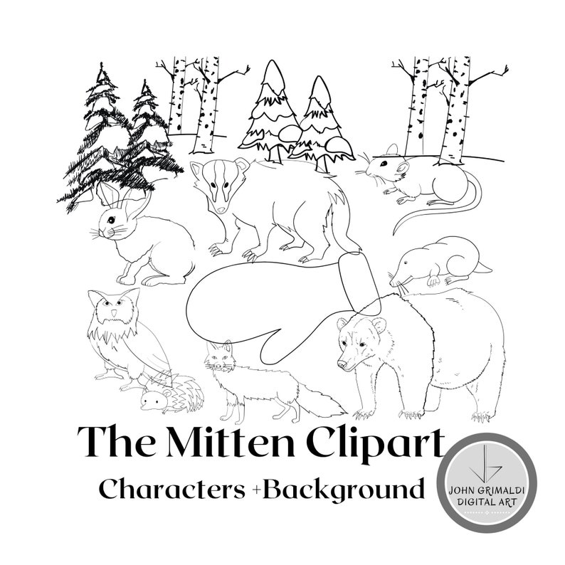 The Mitten by Jan Brett, Characters, Mitten, and Background Clipart 20 ...