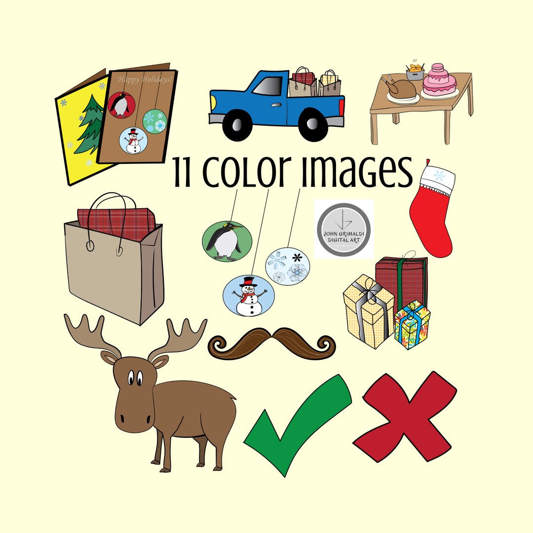 Mooseltoe Book Companion Digital Clipart, 20 Piece Set, Moose, Mustache ...