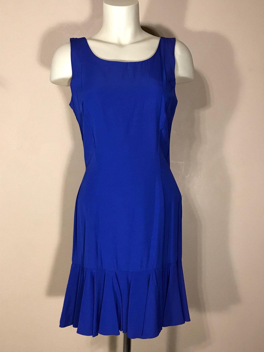 SIZE 7 Tank Dress, Bright Royal Blue Sundress - 1980's Knapp Studio USA ...
