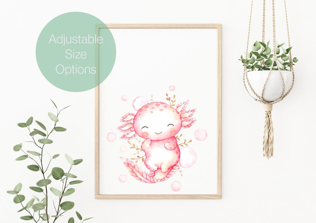 Water Color Baby Axolotl Picture, Nursery Wall Art, Kids Bathroom Wall ...