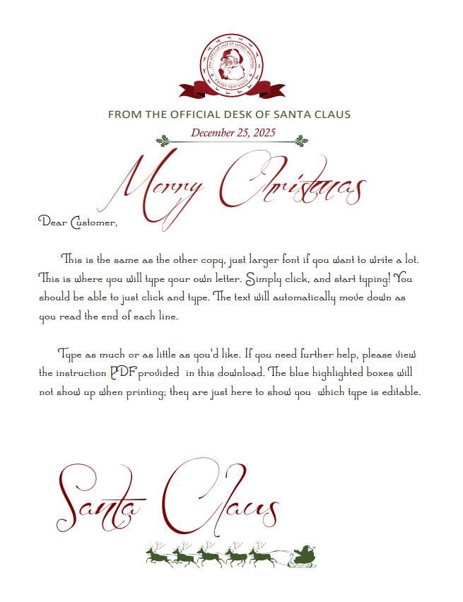 Letter From Santa Printable - Personalized Christmas Note Digital ...