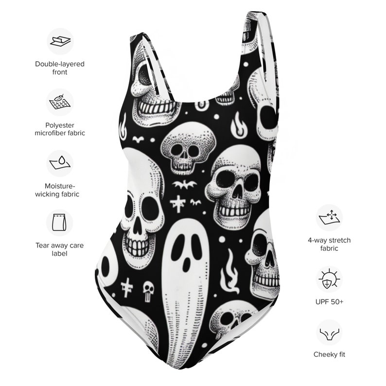 Skulls and Ghosts Goth Horror One-piece Swimsuit - Etsy