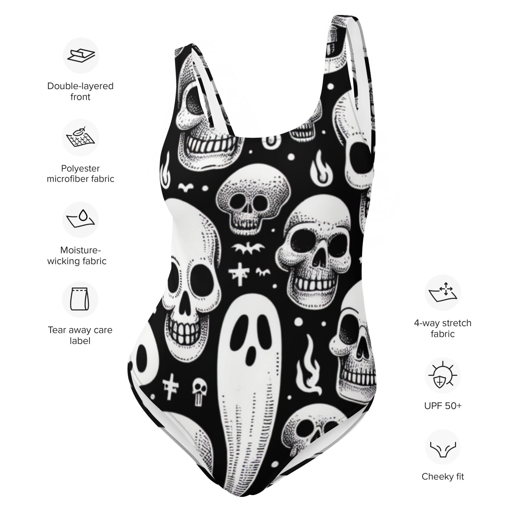 Skulls and Ghosts Goth Horror One-piece Swimsuit - Etsy